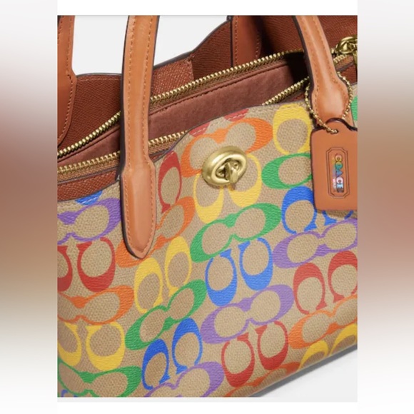 Coach | Bags | Coach Willow 24 B4tan Hazelnut Multi Tote In Rainbow ...